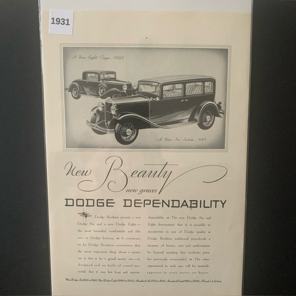 Accents | Vintage 1931 Dodge New Beauty Now Graces Eight Coupe Six ...